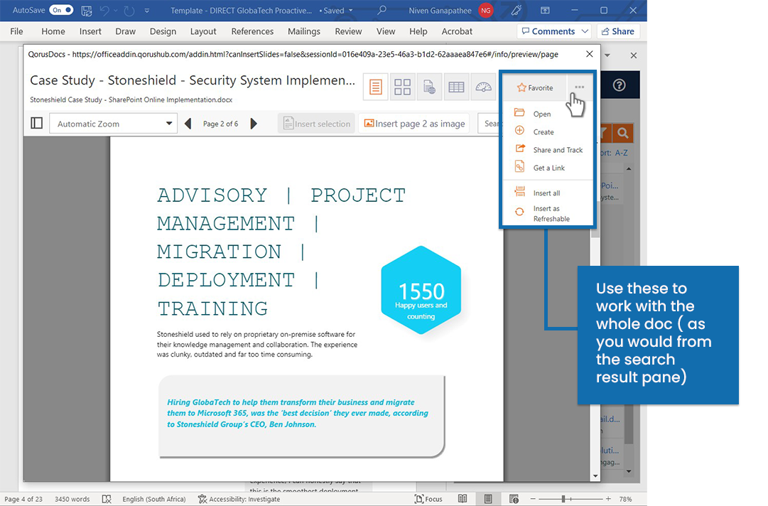 Preview and re-use only the document parts you need – Help Center