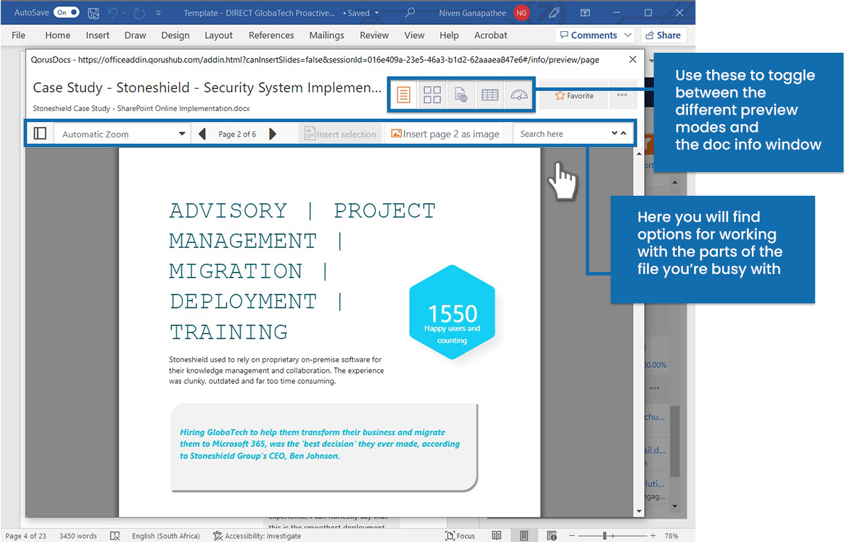 Preview and re-use only the document parts you need – Help Center