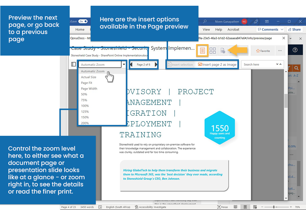 Preview and re-use only the document parts you need – Help Center