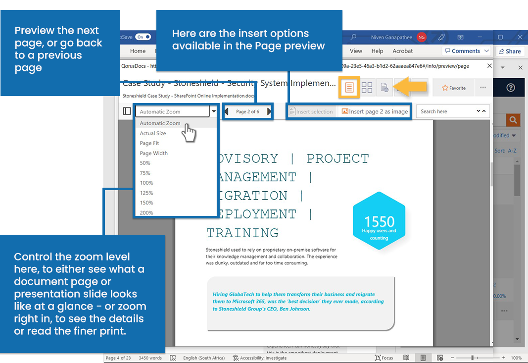 Preview and re-use only the document parts you need – Help Center