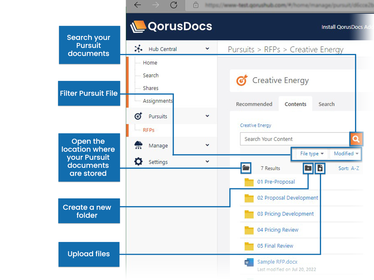The Pursuit Workspace in your QorusDocs Hub – Help Center